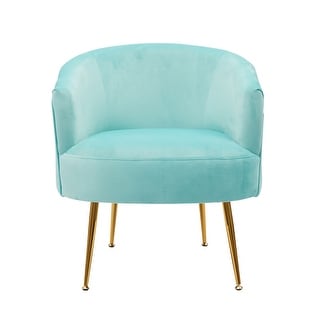 Velvet Upholstered Accent Chair Armchair Accent Barrel Chair, Cyan ...
