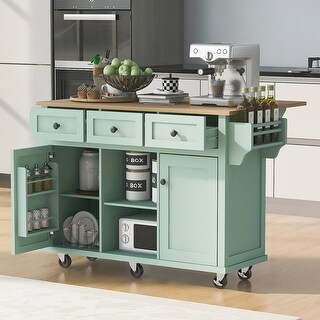 Rubber wood Drop-Leaf Kitchen Cart With Racks - Bed Bath & Beyond ...