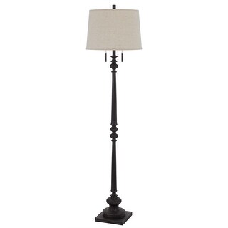 HomeRoots 63" Rusted Two Light Traditional Shaped Floor Lamp With Beige ...
