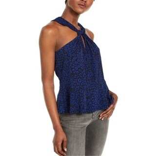 Michael Kors Women's Animal Print Twist Halter Top Blue Combo Size M ...