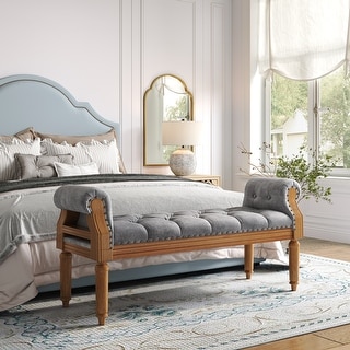 Christopher Knight Home - Mid-Century Solid Wood Upholstered Bench with ...