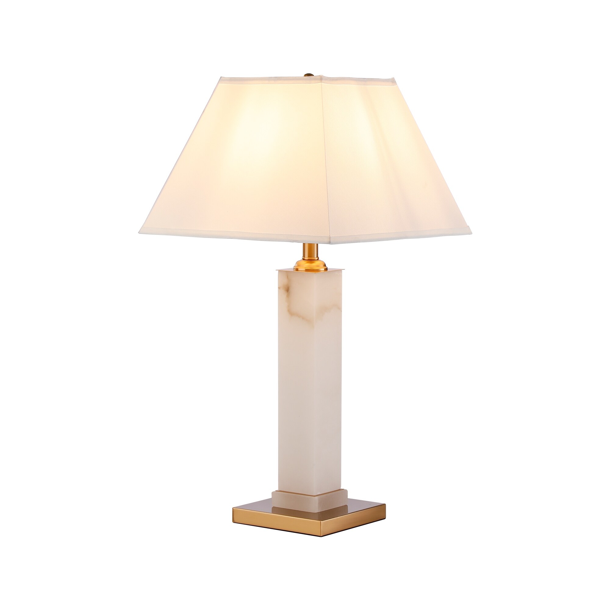 Alabaster White Gold Desk Lamp Metal Table Light with Rectangular Shade 30