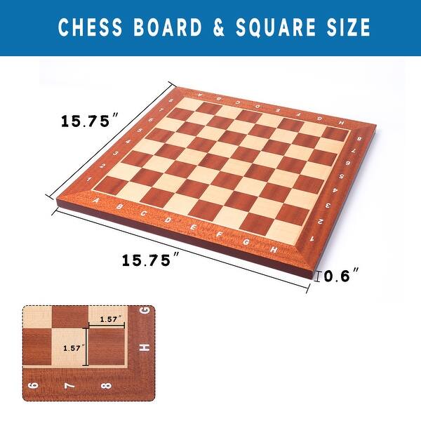 GSE™ 15"x15" Wooden Inlaid Chessboard, Professional Staunton Tournament ...