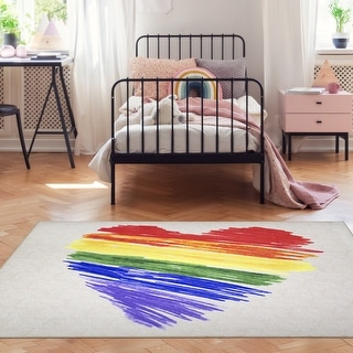Pride Rainbow Colorful Brushstroke Heart LGBTQ Non-Slip Indoor Outdoor ...