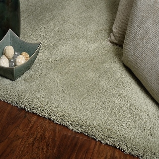 Domani Euphoria Plush Solid Sage Hand-Woven Shag Rug - Bed Bath ...