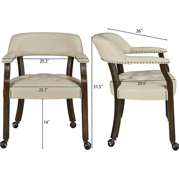 Dining Chair with Casters Leather Chair with Caster Nailhead Dining ...