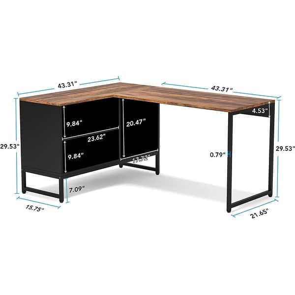 60 inch L Shaped Desk with Storage Cabinet for Home Office - Bed Bath ...