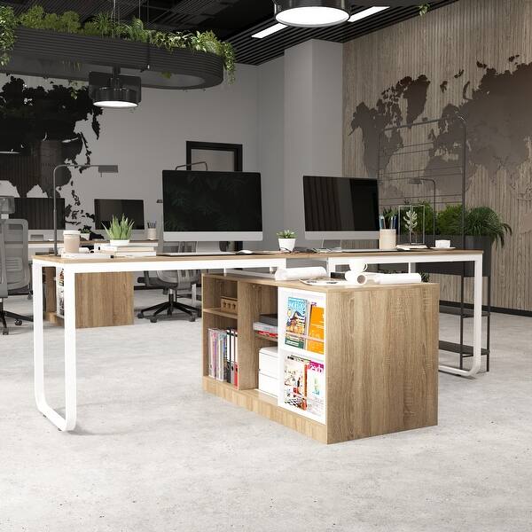 Efficient Double Workstation with Optional Drawer/Shelf Storage System ...