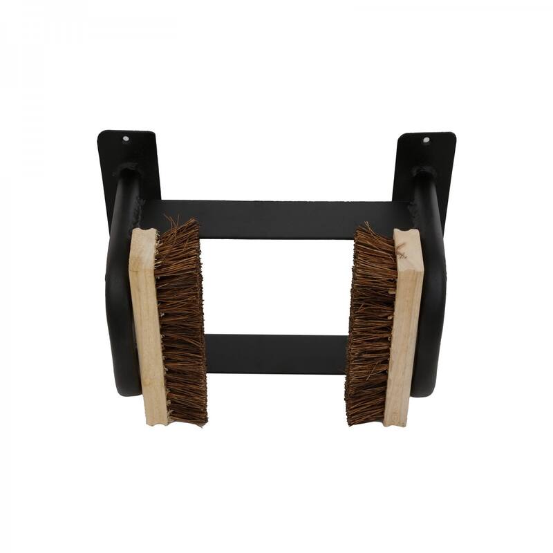 Black Wrought Iron Boot Scraper with Brushes 12" W Floor Mount with Two ...