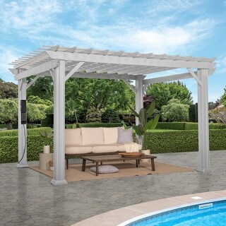 Backyard Discovery Hawthorne 12x10' Galvanized Steel Pergola w/ Canopy ...