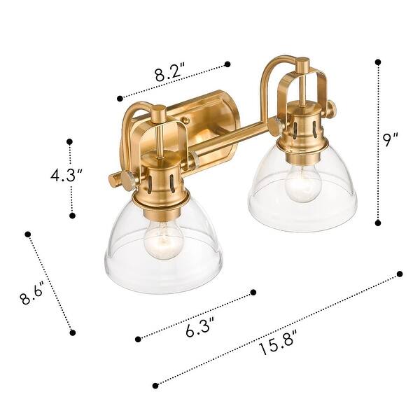 2-Light Modern Wall Sconce Bathroom Vanity Light with Clear Glass Shade ...