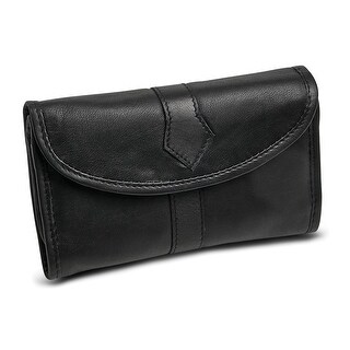 Curata Black Leather Snap Closure Trifold Jewelry Clutch - Bed Bath ...