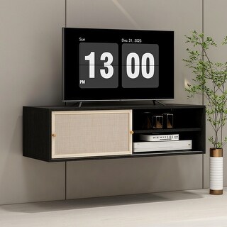Floating TV Stand TV Console Media Cabinet with Storage Shelves, Wall ...