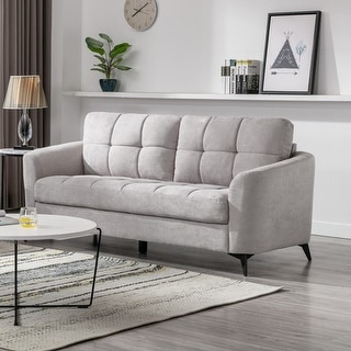 Light Gray Velvet Fabric Loveseat - Bed Bath & Beyond - 38143426
