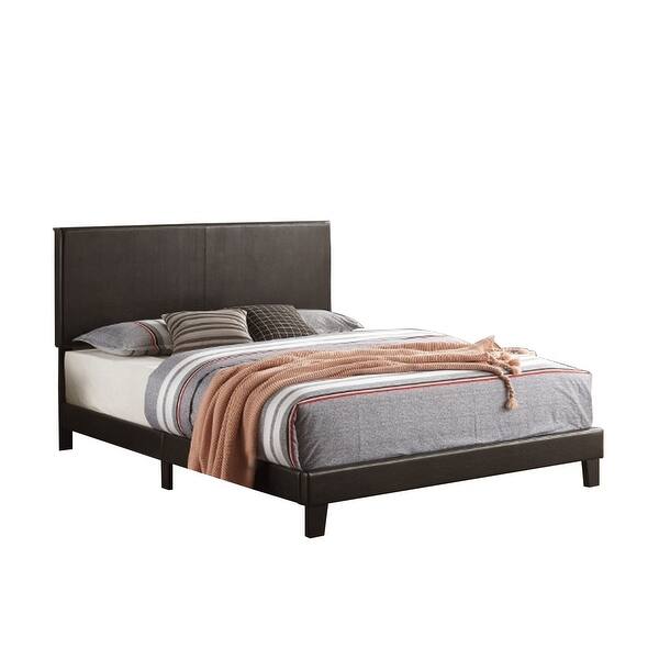 Queen Platform Bed with Leatherette Headboard, Brown - Bed Bath ...