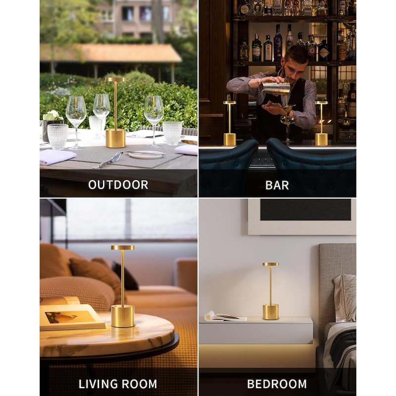 Modern Cordless Small Table Lamps Set of 2, Portable LED Desk Lamp ...