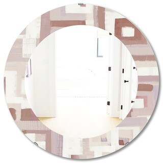 Designart 'Geometric Cream Block I' Printed Modern WallMirror ...