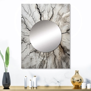 Designart "Tree Cut Stump Beauty I" Tree Redwood Mirror Grey ...