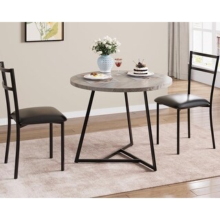 Retro Gray Dining Table Set for 2 – Space-Saving Round Table with ...