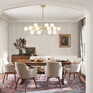 15-Light Modern Glam Linear Sputnik Gradient Blue Glass Globe Bubble ...