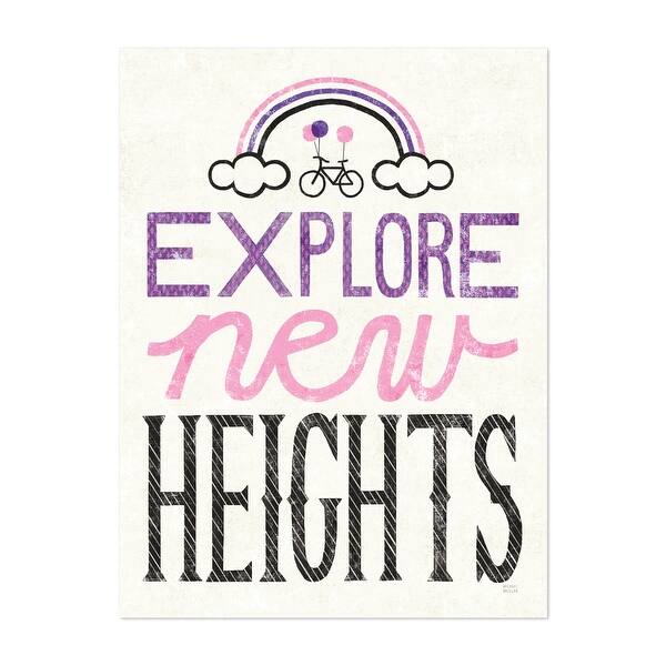 Explore New Heights Pink Purple Typography Balloons Art Print/Poster ...