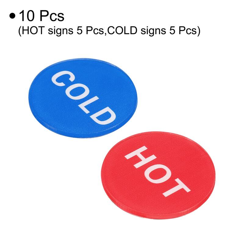 Self Stick Hot/Cold Water Label, Acrylic Sticker Sign for Faucet Sinks ...