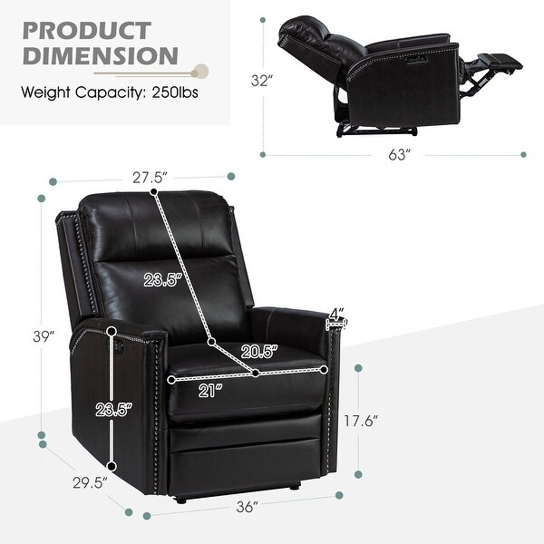 Salvador Transitional Multifunctional Recliner for Adults with Genuine Leather by HULALA HOME On Sale Bed Bath Beyond 37153565