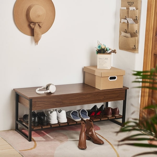 CO-Z Lift-Top Entryway Shoe Storage Bench with Shelf - On Sale - Bed ...