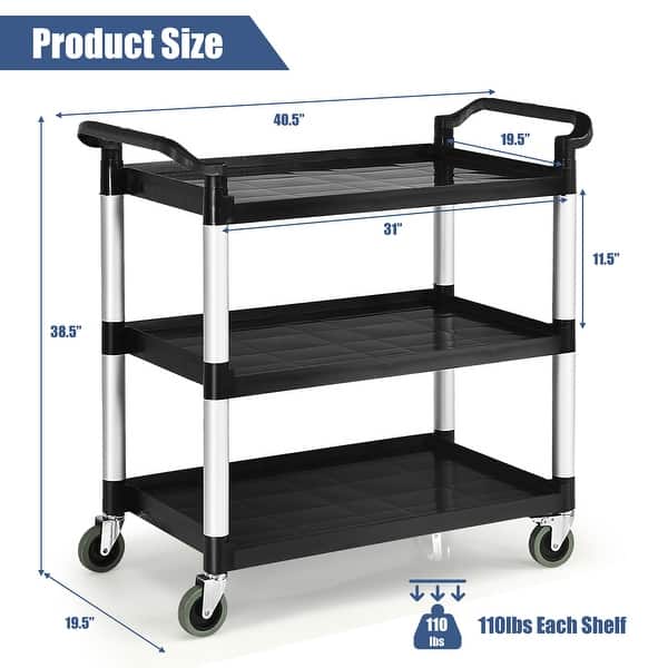 3-Shelf Utility Service Cart with Wheels and Aluminum Frame - Bed Bath ...