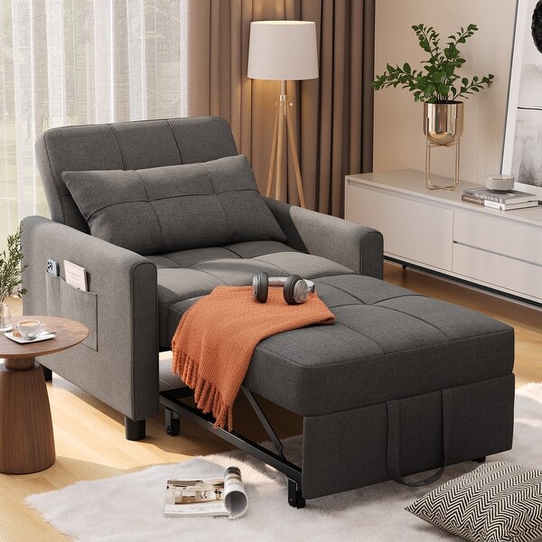 Anna 3-in-1 Upholstered Modern Foldable, Convertible Sleeper Lounge ...