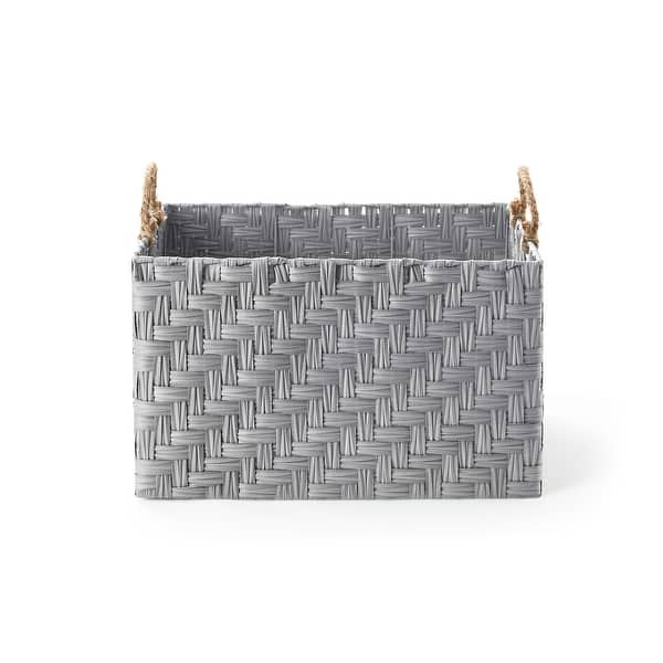 Nautica Set of Three Rectangle Herringbone Weave Storage Baskets with ...