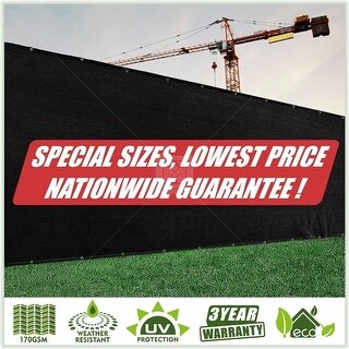 6' x 35' Black Commercial Grade Privacy Fence Screen - Heavy Duty 170 ...