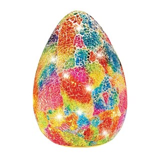 Multicolor Lighted Tabletop Glass Mosaic Design Egg - 10.630 x 7.880 x ...