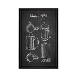 iCanvas "Beer Mug Charcoal Patent Blueprint" by Aged Pixel Framed - Bed ...