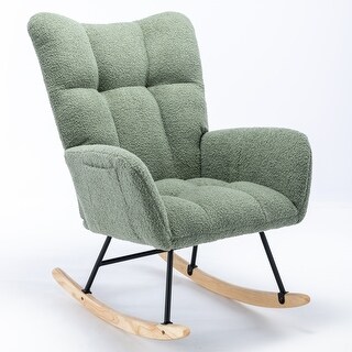 Green Rocking Chair with Pocket Teddy Fabric Rocking Chair with Safe ...