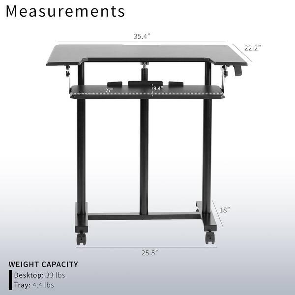 Mobile Height Adjustable Table, Stand Up Desk Cart with Sliding ...