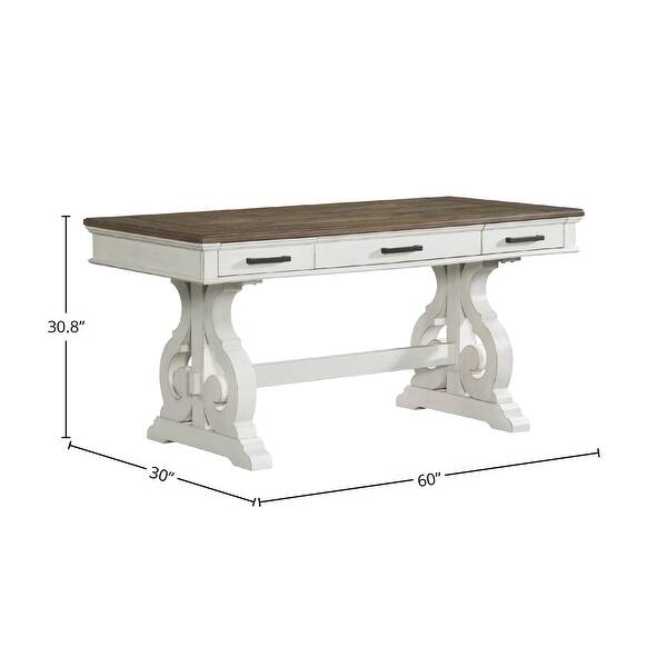 Drake Home Office 60" Wide Writing Desk, Rustic White & French Oak ...