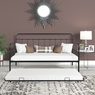 Metal Frame Daybed with trundle Build wih Sturdy Metal Anti-Noise ...