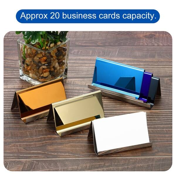 2Pcs Business Card Holder Reflective Desktop Name Cards Display Stand ...