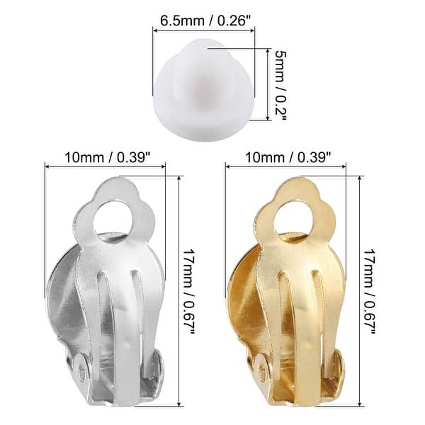 Clip-on Earring Converter with Silicon Earring Pad, 20Pcs White & Gold ...