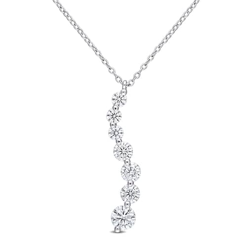 Miadora 2ct DEW Moissanite Solitaire Necklace in 14k White Gold - 13 mm ...
