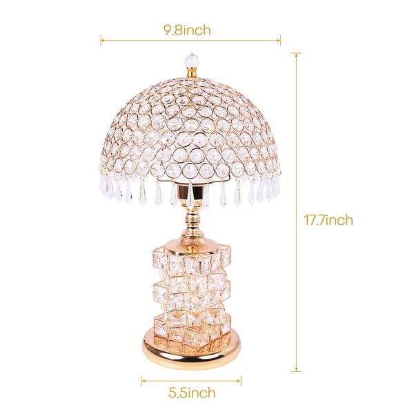 Modern Crystal Table Lamp Bedside Nightstand Desk Lights Bling Shade ...