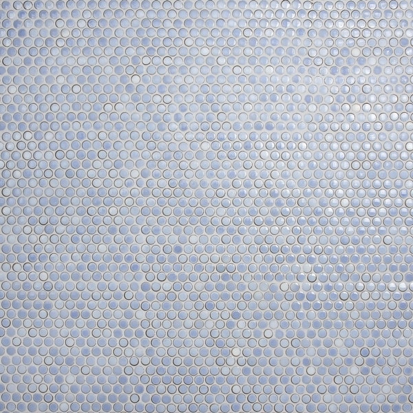 Merola Tile Hudson Penny Round Forst Blue 11-7/8" x 12-5/8" Porcelain ...
