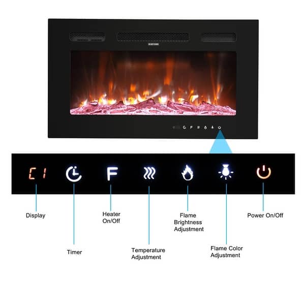 30-Inches 12-Color Flame Embedded/Wall-Mounted Fireplace with Remote ...