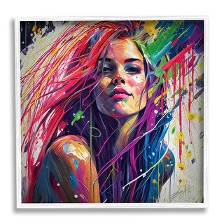 Stupell Modern Girl with Paint Splatter Framed Giclee Art Design by ...