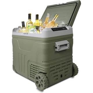 52 Quart Portable Car Refrigerator Freezer with Wheels & Pull Rod ...