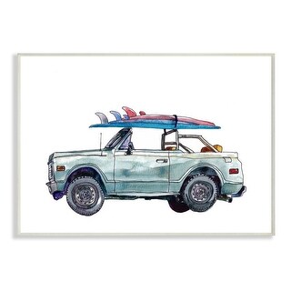 Stupell Retro Beach Cruiser with Surfboard Minimal Illustration Wood ...