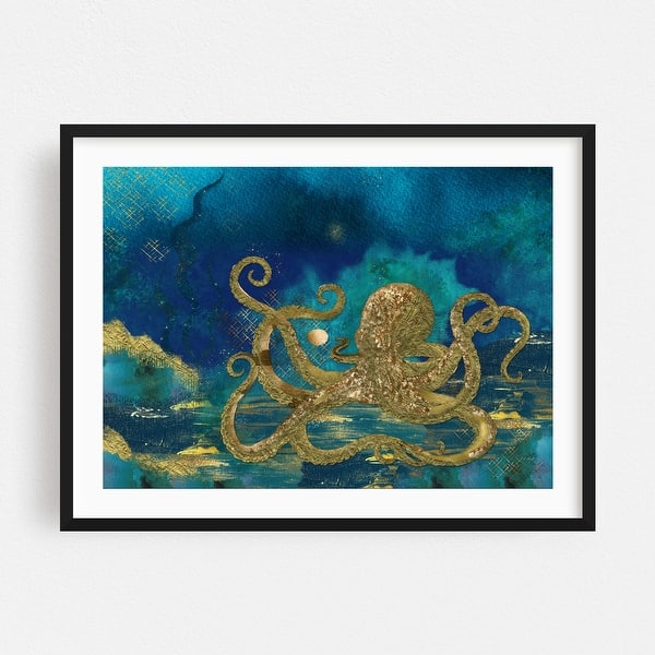 Octopus in the deep blue sea digital collage Collage Art Print/Poster ...