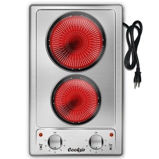 Electric Cooktop 2 Burner, Plug in Electric Stove Top Stainless Steel ...