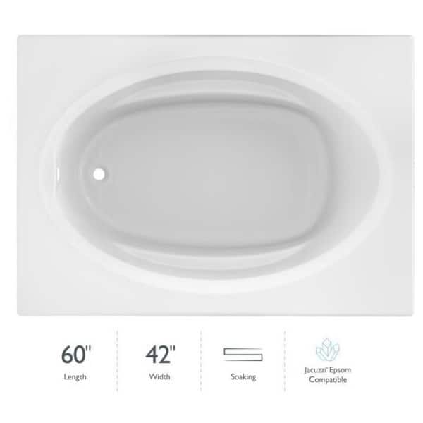 Jacuzzi 60" x 42" Signature Drop In Soaking Bathtub with Universal ...